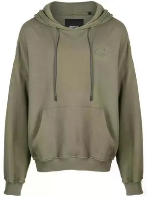 MOSTLY HEARD RARELY SEEN Logo-embroidered Panelled Cotton Hoodie - Green