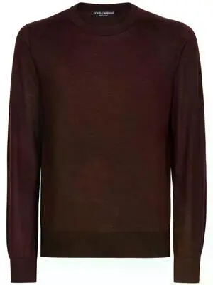 Dolce & Gabbana Burgundy Cashmere Fine Knit Round Neck Sweater - Red