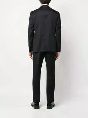 Tagliatore Logo-plaque Virgin-wool Single Breasted Blazer - Blue