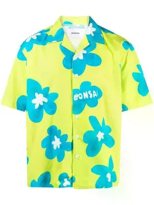 BONSAI Floral-print Cotton Shirt - Green