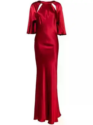 Michelle Mason Capelet-sleeve Gown - Red