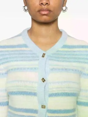 GANNI Striped V-neck Cardigan