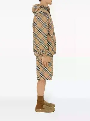 Burberry Checked Reversible Zip-front Hooded Jacket - Brown