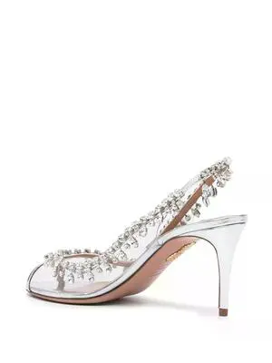 AQUAZZURA Embellished Open-toe Pumps - Silver