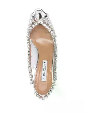 AQUAZZURA Embellished Open-toe Pumps - Silver