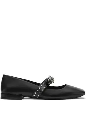 Versace Leather Ribbon Studded Ballerina Shoes