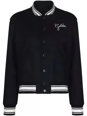 GOLDEN GOOSE Embroidered Logo Bomber Jacket - Blue