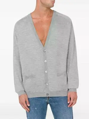 Moschino V-neck Virgin Wool-silk Blend Cardigan