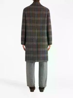 Etro Plaid Check Pattern Coat - Brown