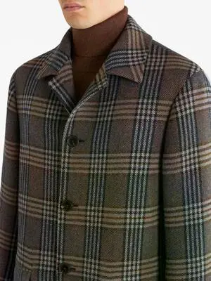 Etro Plaid Check Pattern Coat - Brown