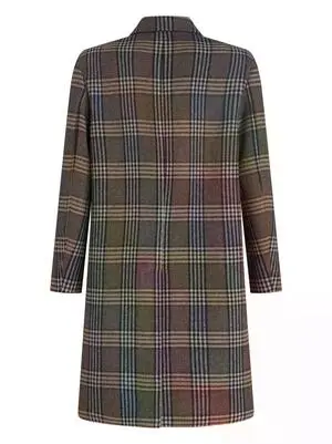 Etro Plaid Check Pattern Coat - Brown