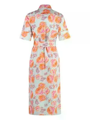 St. John Belted Shirt Dress - Blue