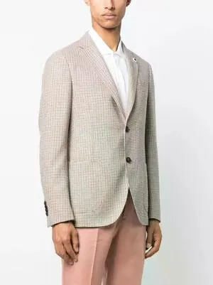 LARDINI Pota Houndstooth-pattern Blazer - Neutrals