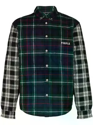 PURPLE BRAND Plaid Logo Quilted Shirt - Green