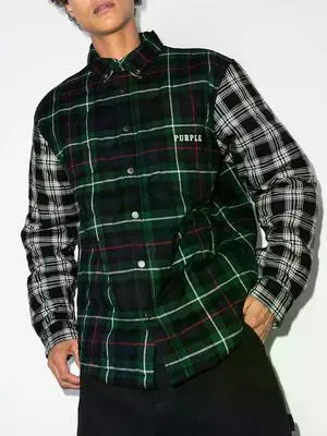 PURPLE BRAND Plaid Logo Quilted Shirt