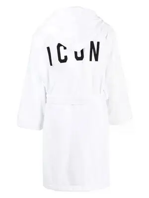 Dsquared2 Logo-detail Hooded Bathrobe - White