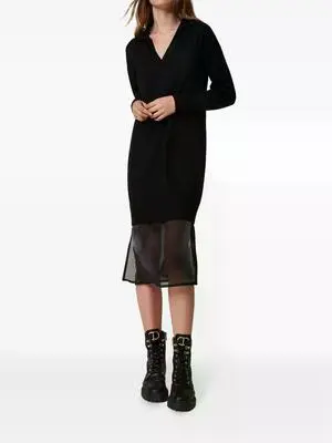 TWINSET Knitted Midi Dress With Sheer Hem
