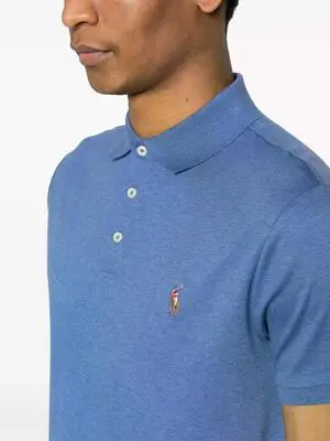 Polo Ralph Lauren Embroidered Logo Cotton Polo Shirt - Blue