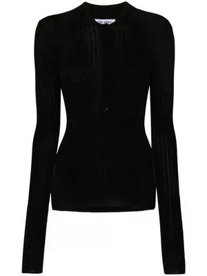 Attico Knitted Polo Sweater - Black