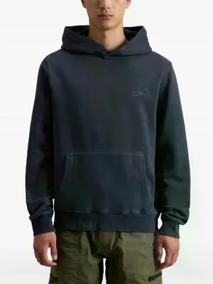 Woolrich Logo-embroidered Cotton Hoodie - Blue