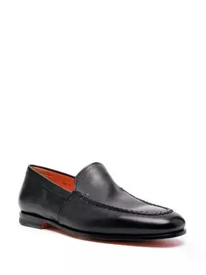Santoni Almond Toe Leather Loafers