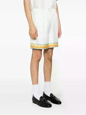 Casablanca Afro Cubism Tennis Club Silk Shorts - White