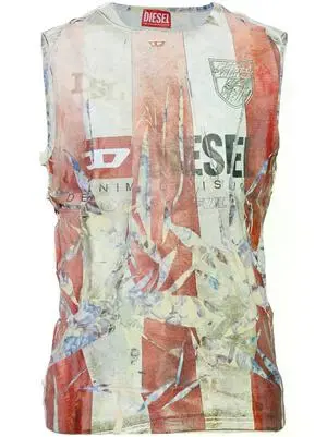 DIESEL® Striped Sleeveless Crewneck Top - Grey