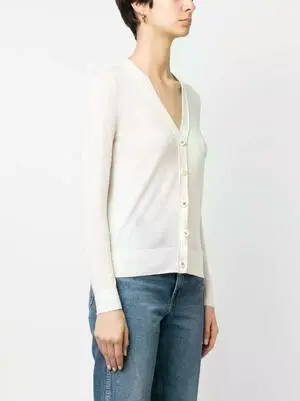 Tory Burch Logo-button Knit Cardigan - Neutrals