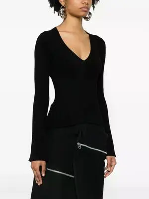 COURREGES Ribbed Jumper With Appliqué Logo - Black