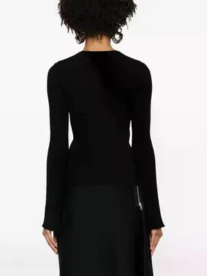 COURREGES Ribbed Jumper With Appliqué Logo - Black
