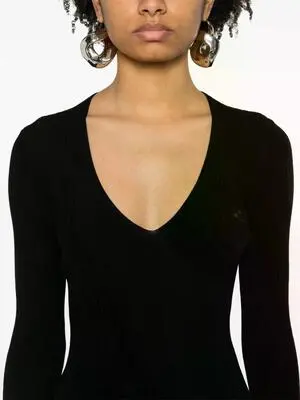 COURREGES Ribbed Jumper With Appliqué Logo - Black
