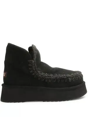 Mou Suede Whipstitch Trim Flatform Boots