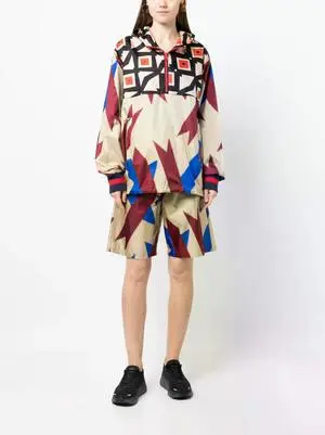 PIERRE-LOUIS MASCIA Abstract Print Silk Bermuda Shorts