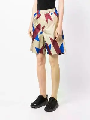 PIERRE-LOUIS MASCIA Abstract Print Silk Bermuda Shorts