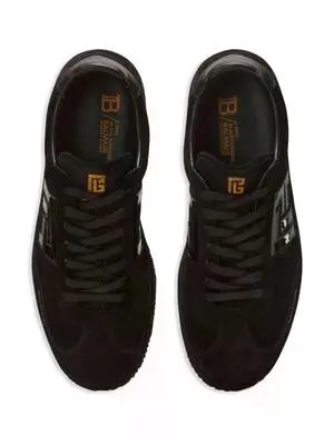Balmain Swan Suede And Patent Leather Lace-up Sneakers
