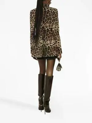 Dolce & Gabbana Leopard Print Double-breasted Blazer - Neutrals