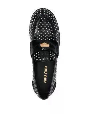 Miu Miu Stud-embellished Calf Leather Loafers