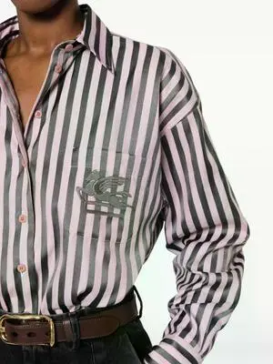 Etro Pegaso Embroidered Striped Shirt