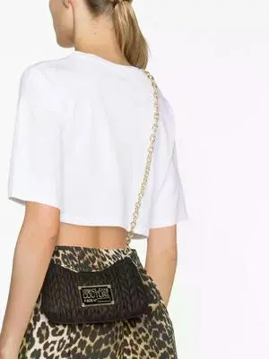 Versace Logo Plaque Matelassé Shoulder Bag