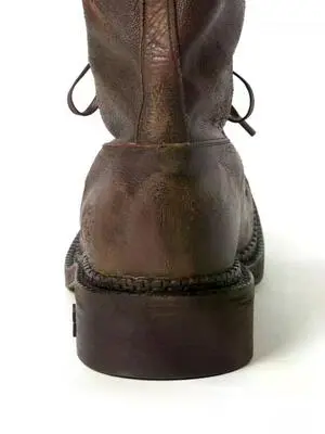 Miu Miu Leather Lace-up Boots With Buckled Straps - Brown