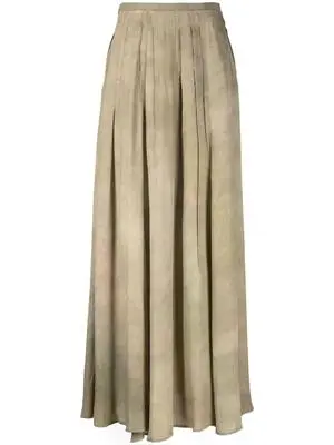 ZIGGY CHEN Distressed Pleated Maxi Skirt - Neutrals