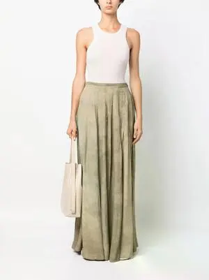 ZIGGY CHEN Distressed Pleated Maxi Skirt