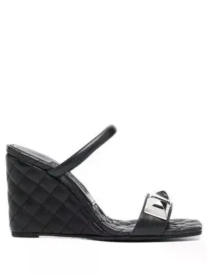 Philipp Plein Matelassé Leather Wedge Sandals
