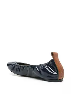 LANVIN Lanvin Navy Patent Leather Ballerina Flats Blue