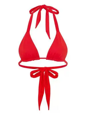 LET'S SWIM Triangle Bikini Top With Tie Fastenings - Red