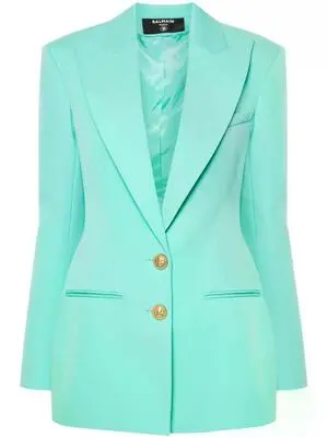 Balmain Virgin Wool Single-breasted Blazer - Blue