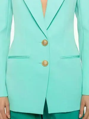 Balmain Virgin Wool Single-breasted Blazer - Blue