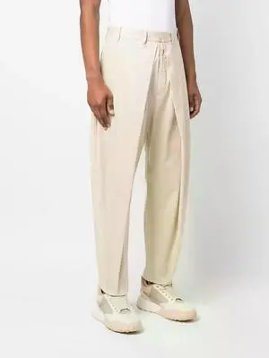 COUNTY OF MILAN Layered Tapered Cotton Blend Trousers - Neutrals