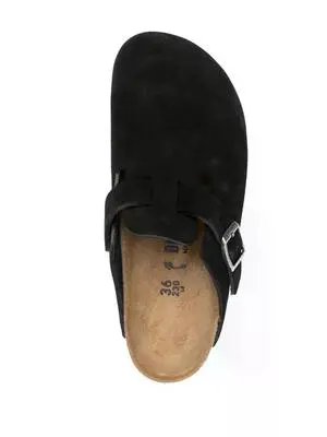 BIRKENSTOCK Boston Suede Mules - Black