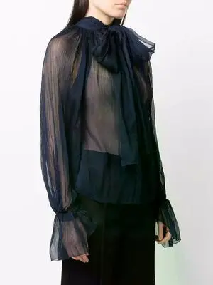 ATU BODY COUTURE Sheer Pussy-bow Silk Blouse